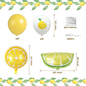 Lemon Bridal Shower Decorations, Homond Party She Found Her Main Squeeze Banner Cake Cupcake Toppers, Fruits Theme Supplies Kit, Paper Fans Balloons for Lemonade Citrus Party, Yellow
