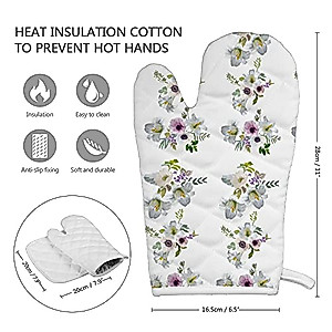 Rifle Paper Co. English Garden Vines Cream Cute Oven Mitts and Pot Holder Sets 2 Pieces Heat Resistant Kitchen Gloves for Baking BBQ Grill Birthday for Mom Women