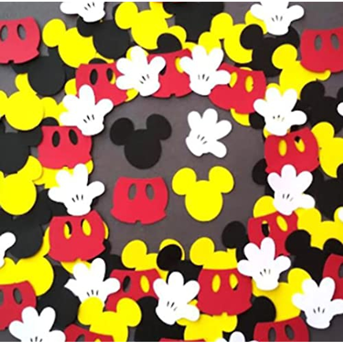 100 pcs 2inche Red Black Yellow White Mickey Confetti Boy Baby Shower Mickey Theme Party First Birthday Supplies Decorations Table Decor Photo Booth Props