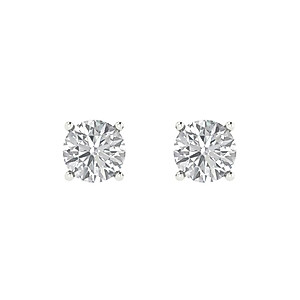 Clara Pucci 1.0 ct Round Cut Conflict Free Solitaire White Lab Created Sapphire Designer Stud Earrings Solid 14k White Gold Push Back