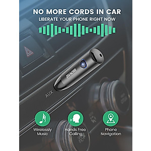 ZOACHII Bluetooth Aux Adapter for Car, Wireless Bluetooth 5.0 Audio Receiver with 3.5mm Jack for Vehicle Truck Home Stereo Speaker Headphone Music Streaming, Handsfree Calling, [1 Piece]