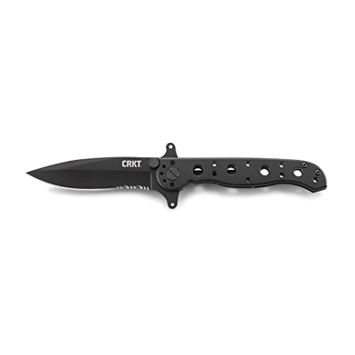 CRKT M21-10KSF EDC Folding Pocket Knife: Special Forces Everyday Carry, Black Serrated Edge Blade, Frame Lock, Dual Hilt, Stainless Steel Handle, Reversible Pocket Clip