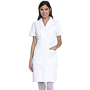 Dickies womens Button Front medical scrubs dresses, White, Large US
