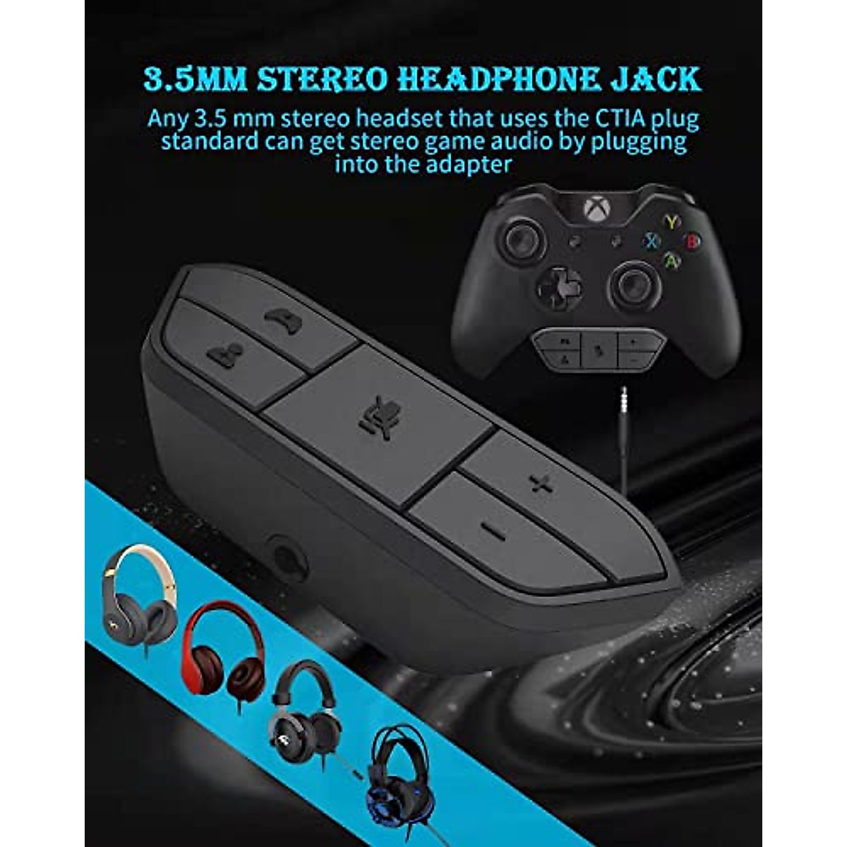 AOJAKI Headset Adapter for Xbox Controller, Mic Adapter for Xbox One/One S/X/Elite 1/ Elite2/ Series S/X Controller, Headphone Adapter for Xbox One Controller