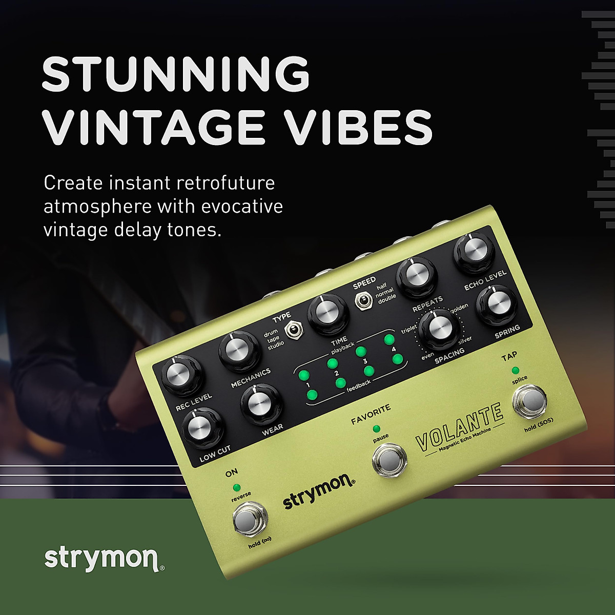 Strymon Volante Magnetic Echo Machine Delay Guitar Effects Pedal for Electric and Acoustic Guitar, Synths, Vocals and Keyboards