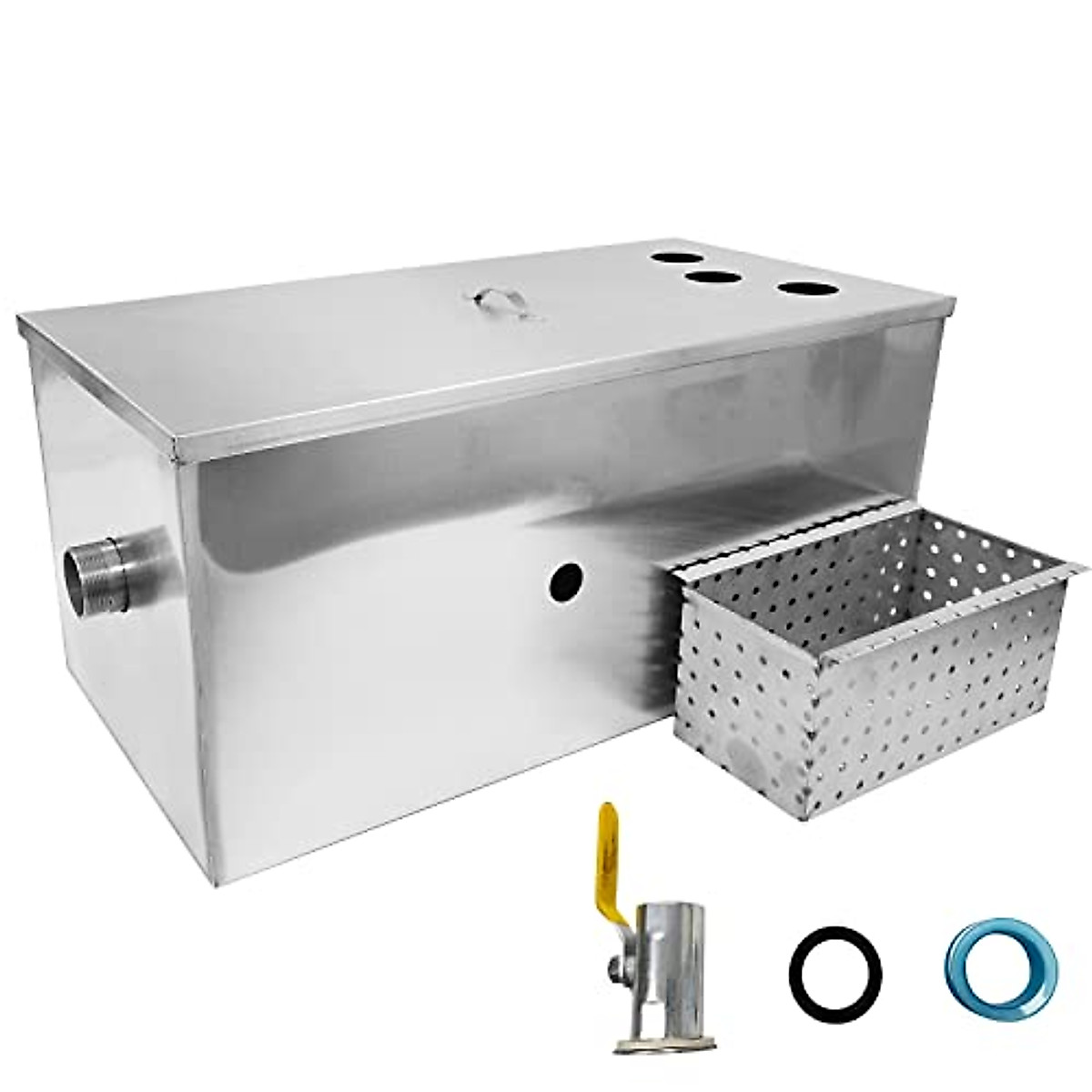 IHAYNER 25LBS Commercial Grease Traps Interceptor Grease Trap 13GPM Stainless Steel Grease Trap for Kitchen Restaurant
