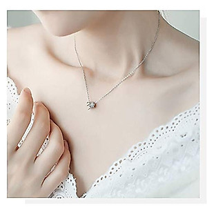 Princess Crown Charm Necklace for Women Girls 925 Sterling Silver Delicate Cute Crystal CZ Queen Royal Tiara Pendant Luck Choker 18" Silver Chain Adjustable Dainty Wedding Jewelry Gift (Silver)