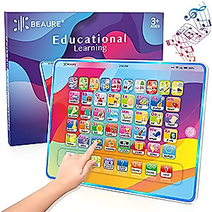 BEAURE 12 in 1 Kids Tablet with Lights - Interactive Toddler Learning& Education Toys, ABC Learning for Toddler Tablet for Kids - Gifts for age 3 4 5 year old boys and girls