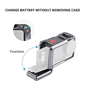 PGYTECH Video Vlogging Camera Frame Cage for DJI Osmo Action 3 Camera ,Include for DJI Magnetic Connection Interface and 1/4 Thread Hole with Cold Shoe Mount, Prevent The Screen from Scratching