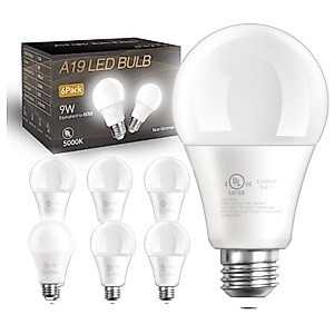 DAYBETTER 6 Pack A19 LED Light Bulbs, 60 Watt Equivalent LED Bulbs, High Brightness 800LM Daylight White 5000K, E26 Standard Base Light Bulbs for Home Bedroom Office, Non-Dimmable