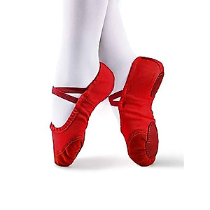 Daydance Red Kids Ballet Shoes Girls Split Sole Ballet Slippers Dance Flats