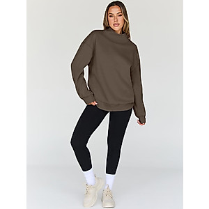 Trendy Queen Womens Oversized Sweatshirts Turtleneck Pullover Long Sleeve Hoodies Tops Fall Fashion Outfits 2025 Clothes Coffee XL