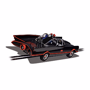 Scalextric Batmobile from 1960's Batman Television Series 1:32 Slot Race Car C4175, Black & Orange