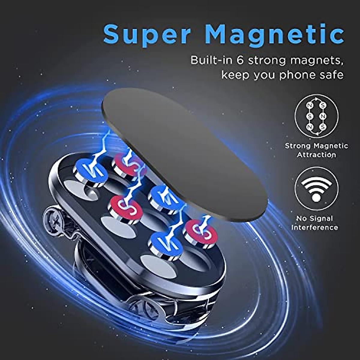 ZXK CO Magnetic Phone Holder, Multi-Functional Cell Phone Car Mount Strong Magnet 360° Rotation Foldable Desk Phone Cradle Universal Car Phone Holder for Dashboard Screens All Smartphones [2022 New]