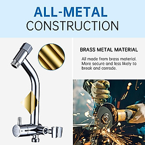 G-Promise All Metal Shower Diverter with Low Handheld Holder and 13 Inch Curved Adjustable Shower Head Extension Arm, 3-Way Diverter Valve with Pause Mode (Chrome)