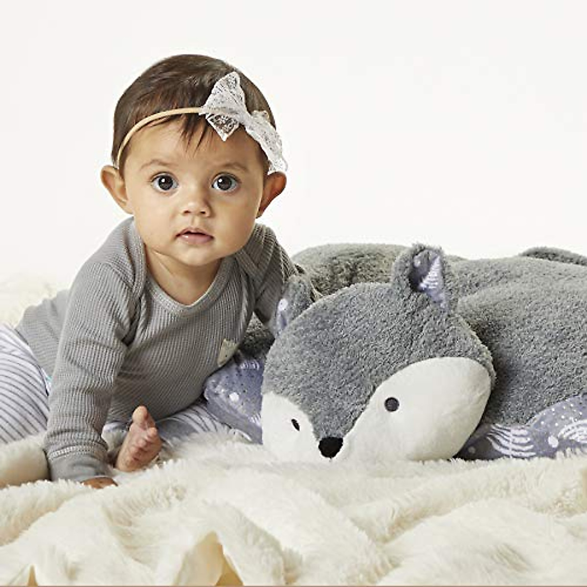 Pillow Pets Naturally Comfy Fox Stuffed Animal Plush Toy, Gray