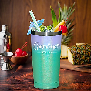 Grifarny New Grandma Gifts - Grandma Est. 2024 Tumbler Cup - First Time Grandma Gifts - 1st Mothers Day Gift for New Grandma, New Grandmother, Grandma to be, Promoted to Grandma
