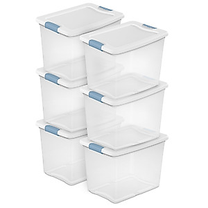 Sterilite 25 Qt./24 L Latching Box Clears, Quart, White, 6 Piece