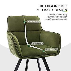 ONEVOG Olive Green Swivel Office Chair, Aesthetic Desk Chair with Upholstered Back Support, Velvet Cozy Task Chair for Computer, Home, Apartment, Office, Dressing Room