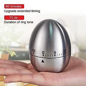 ALI2 Egg Mechanical Timer Stainless Steel Kitchen Timer Alarm 60 Minutes Count Down Timer for Cooking Learning Yoga Exercise