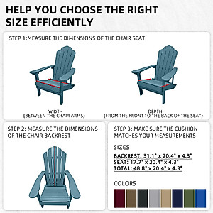 FILUXE Adirondack & Rocking Chair Cushion, High Back Patio Cushions - Waterproof Solid Tufted Pillow, Indoor/Outdoor Pads with Ties, Fade-Resistant & Seasonal All Weather Replacement (Deep Gray, 1)