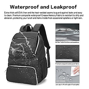 KNOWVAN Lunch Backpack for Women,2-in-1 backpack with lunch compartment ,Large Capacity Lightweight Waterproof & Leakproof Teacher Nurse Work Backpacks with USB Port，Black