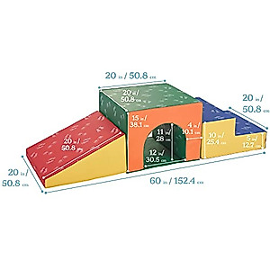 ECR4Kids SoftZone Single Tunnel Climber, Toddler Playset, Assorted, 3-Piece