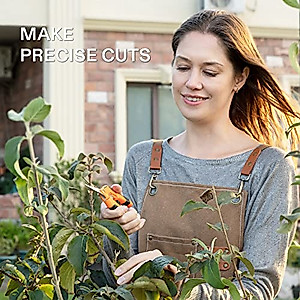 VIVOSUN 6.5 Inch Gardening Scissors Hand Pruner Pruning Shear with Straight Stainless Steel Blades Orange 2-Pack