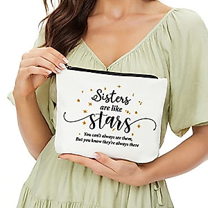 Sister Gifts, Best Friends Gifts, Sister Gifts from Sisters Brother, Sister Christmas Birthday Graduation Gifts, Gift for Big Little Sister Soul Sister Makeup Bag- Sister are Like Stars Makeup Bag