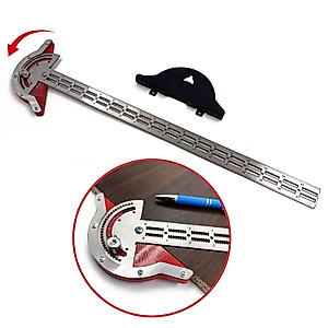 HTTMT- Upgraded 20" Woodworker Edge Ruler 0-70°Adjustable Protractor Angle Finder Two Arm Carpentry Ruler Measure Layout Tool [P/N: ET-TOOL041A-20-RAW]