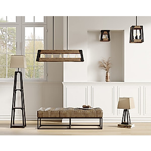 WAMPAT Shelf Floor Lamp Modern Standing Light for Living Rooms and Bedrooms Metal Frame with Open Box Display Shelves Black