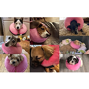 Protective Inflatable Collar for Dogs, Soft Inflatable Dog Neck Donut Collar Alternative After Surgery, Blow Up Dog Collar E Collar Substitute (Medium, Pink)
