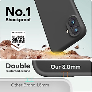 LOVE 3000 Designed for iPhone 16 Case, Premium Silicone with [Soft Anti-Scratch Microfiber Lining] Shockproof Protective Phone Case for Men Women Girls 6.1", Black