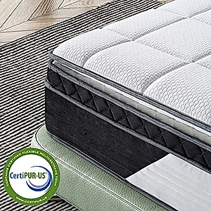 Rucas King Size Mattress in a Box, 14 Inch Euro Top Gel Memory Foam Hybrid Mattress Pocket Spring Firm with 5 Zone for Back Pain Relief, 10 Year Support,101-Night Trial