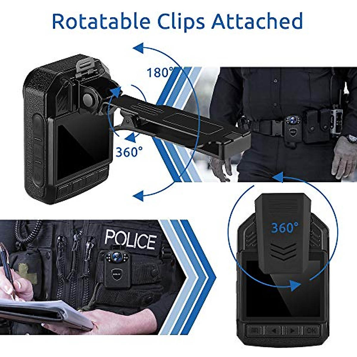 BOBLOV KJ21 Body Camera, 1296P Body Wearable Camera Support Memory Expand Max 128G 8-10Hours Recording Police Body Camera Lightweight and Portable Easy to Operate Clear NightVision (KJ21 Only)