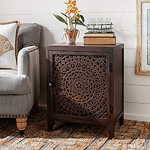 Safavieh Home Thea Brown 1-door Carved Mandala Nightstand