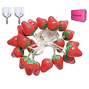 SDOUBLEM 20LED Fruit Strawberry String Lights Battery Powered Indoor Outdoor Lighting Lamp for Wedding Home Birthday Garden Yard Patio Party Decorations