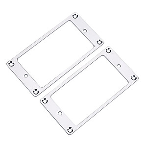 2 Pcs Metal Flat Humbucker Cover Guitar Pickup Frame Mounting Ring (Silver) Chrome Pickup Rings Humbucker Mounting Ring Chrome Guitar Pickup Rings