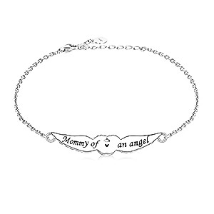 Miscarriage Mommy of an Angel Bracelet 925 Sterling Silver Pregnancy Infant Loss Remembrance Memorial Jewelry Sympathy Gift for Women Mom