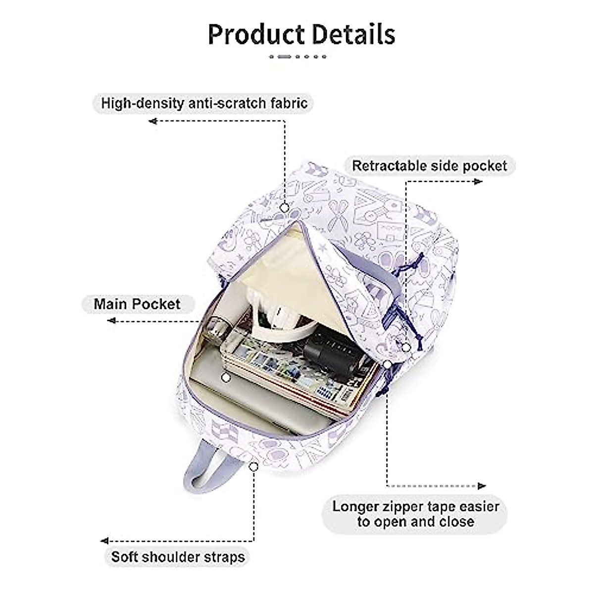 kibachev Backpack for Women Cute Backpack College Backpack With Laptop Compartment Aesthetic Backpack Kawaii Backpack