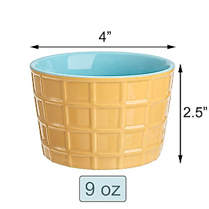 Elsjoy Set of 6 Ceramic Ice Cream Cups, 9 Oz Porcelain Dessert Bowl Reusable Sundae Cups, Mini Ice Cream Bowls for Pudding, Yogurt, Souffle