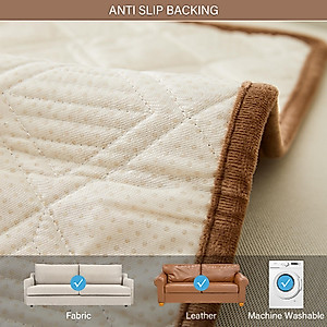 Deep Dream Couch Cover, 1 Piece Couch Arm Covers & Backrest Cover, Sectional Couch Covers, Anti-Slip Armrest Covers for Dogs Cats Recliner Loveseat Sofa L Shaped, 28 x 28 Inch - Light Coffee(1 Piece)