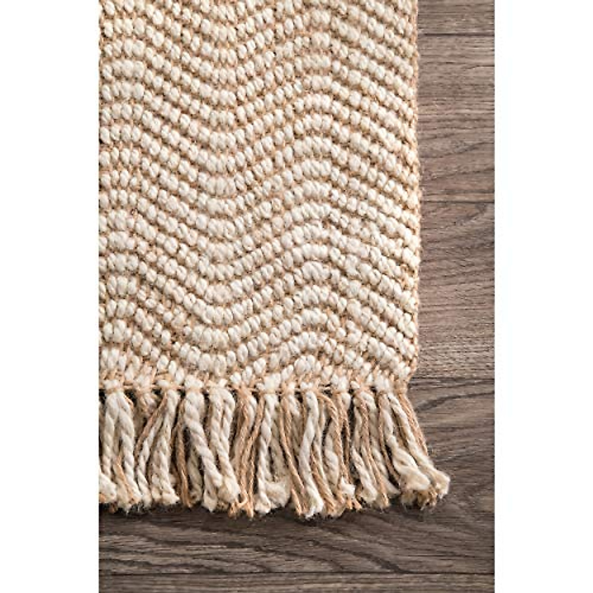 nuLOOM Don Chevron Jute Tasseled Area Rug, 7' 6" x 9' 6", Natural