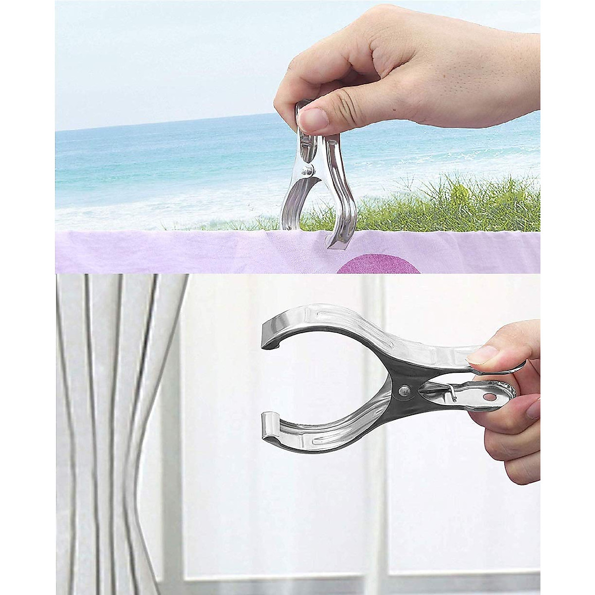 8 Pack Stainless Steel Clothespins, 4.7 Inch Towel Clips for Beach Chairs，Giant Clothes Pins,Metal Clip - Keep Your Towel from Blowing Away, Suitable for Home Use/Beach Chairs on Cruise Ships