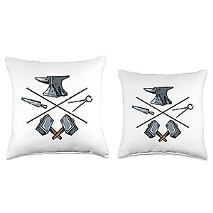Forging Equipment Starter Kit Gifts For Beginners Anvil Hobby Legend Forging Professional Blacksmith Throw Pillow, 18x18, Multicolor