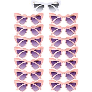 15 Pairs Bachelorette Sunglasses Heart Shaped Sunglasses Bridesmaid Bride Eyewear Bridesmaid Proposal Gifts For Wedding Party (White Gray, Pink Gray)