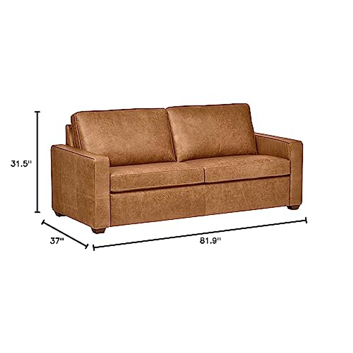 Amazon Brand – Rivet Andrews Contemporary Top-Grain Leather Sofa, 82"W, Cognac