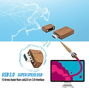 32GB USB3.0 Wood Flash Drive with Wood Gift Box, FEWINA Wooden USB Drive 32G USB 3.0 Super-Speed Thumb Drive Jump Drive Wooden Box Ideal Gift for Birthday/Anniversary/Wedding (6.73x6.73x1.38inch)