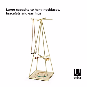 Umbra Prisma Jewelry Stand and Necklace Holder, Matte Brass