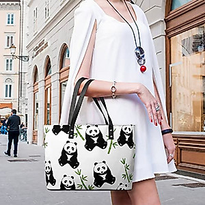 Womens Handbag Panda Patterns Leather Tote Bag Top Handle Satchel Bags For Lady